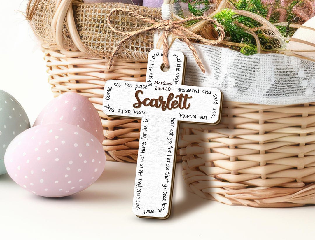 Personalized Easter Basket Cross Tag, Christian Easter Basket Tags ...