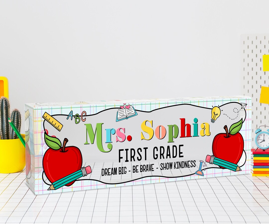 Teacher Desk Name Plate, Name Plate for Desk, First Grade Teacher Gift ...