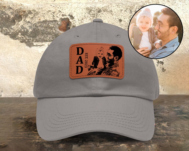 Custom Photo Hats for Dad, Leather Patch Hat, Fathers Day Gift, Dad ...