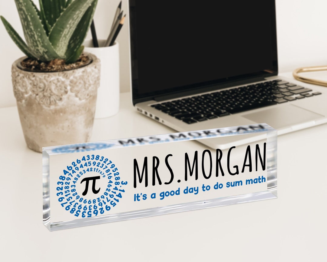 Math Teacher Gift, Custom Teacher Desk Name Plate Gift for Pi Day ...