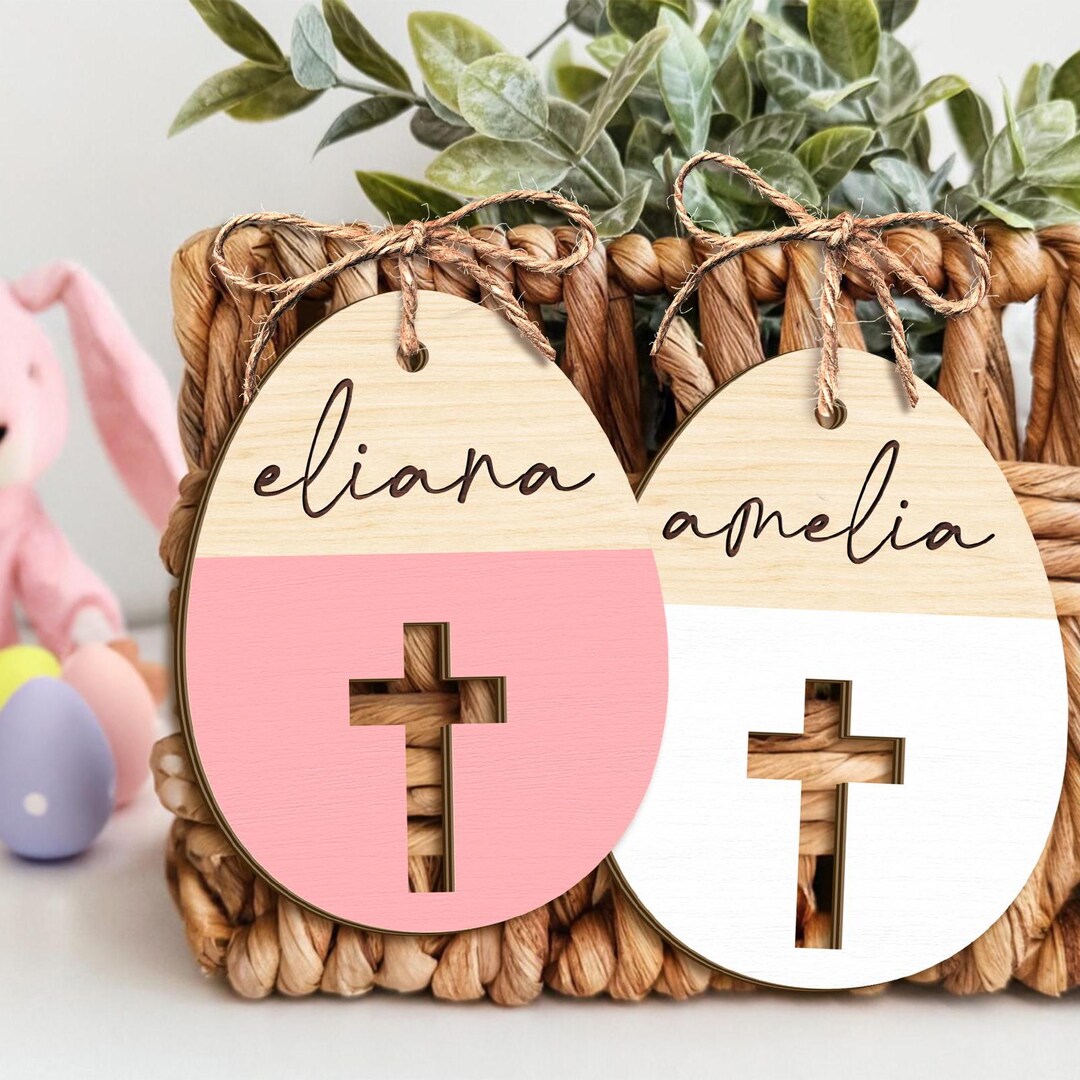 Personalized Easter Basket Cross Tags, Christian Easter Basket Tags ...