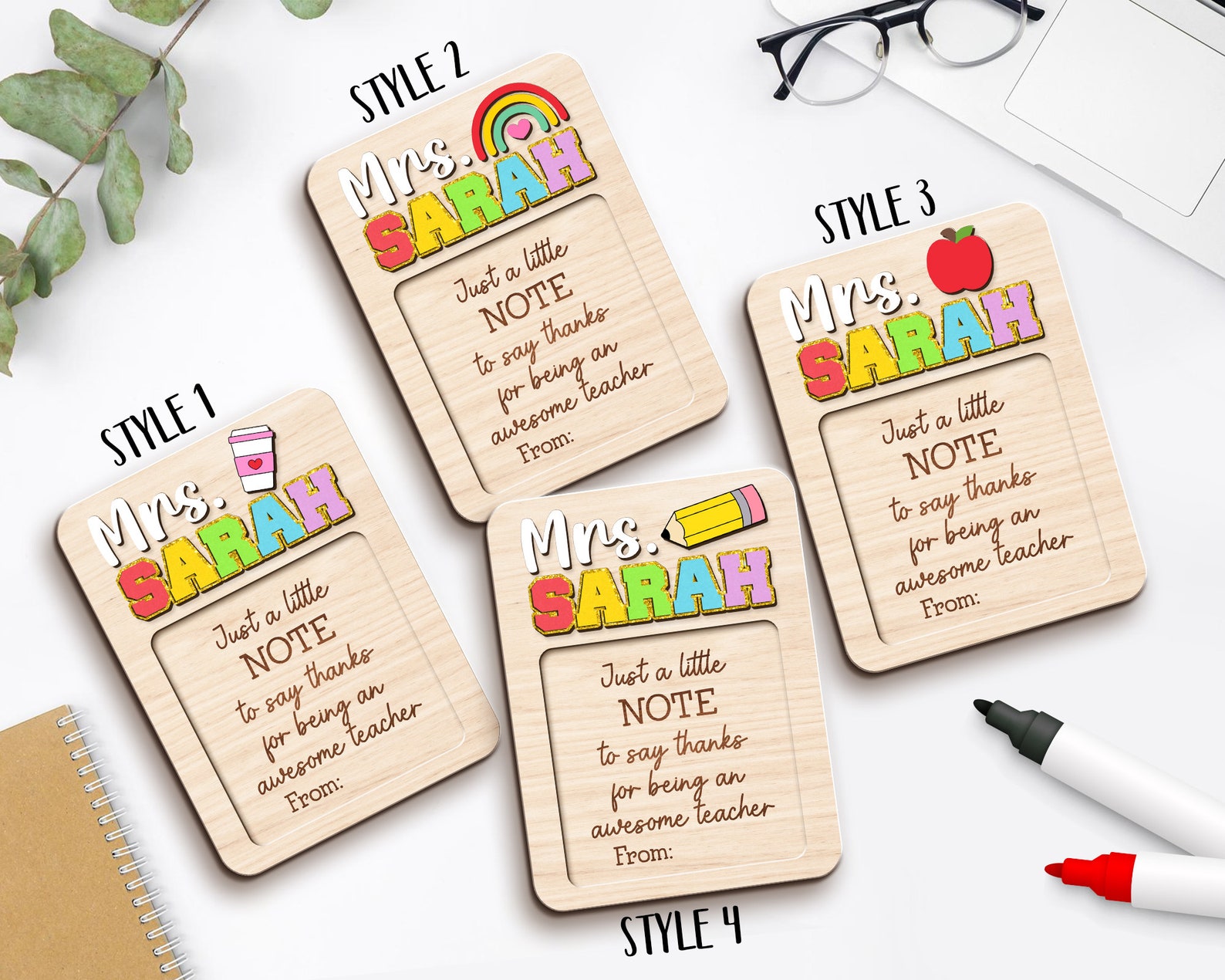 Teacher Appreciation Gifts, Custom Teacher Sticky Note Holder, Teacher ...