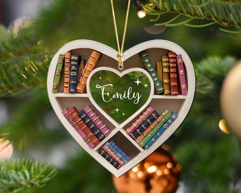 Personalized Christmas Book Tree Name Ornament, Bookish Christmas ...