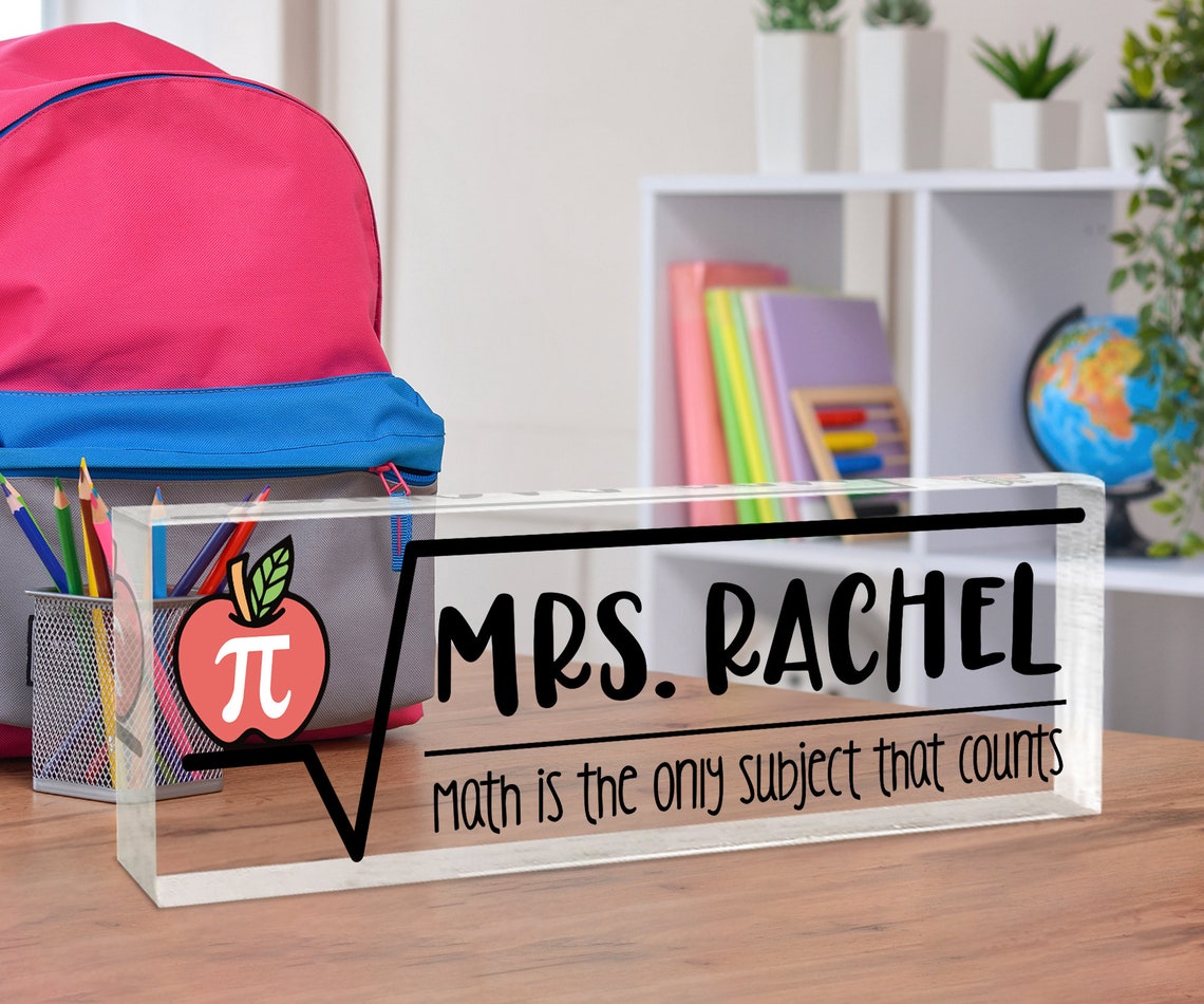 Math Teacher Gift, Math Teacher Name Plate, Personalized Teacher Name ...