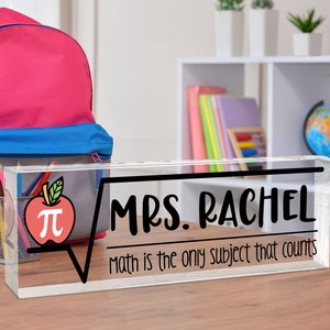 Math Teacher Gift, Math Teacher Name Plate, Personalized Teacher Name ...