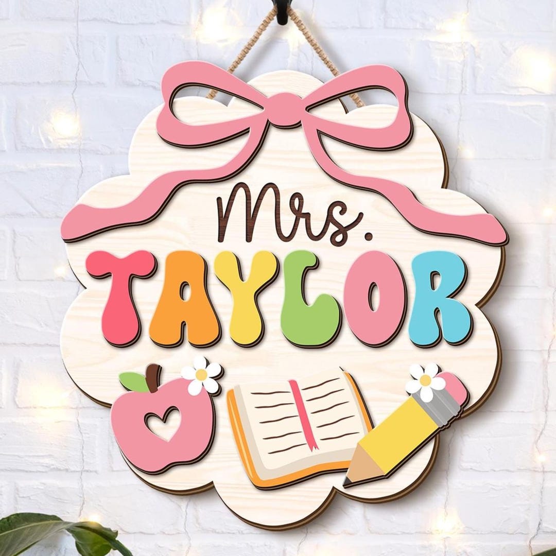 Personalized Teacher Appreciation Gifts, 3D Teacher Door Hanger, Groovy ...