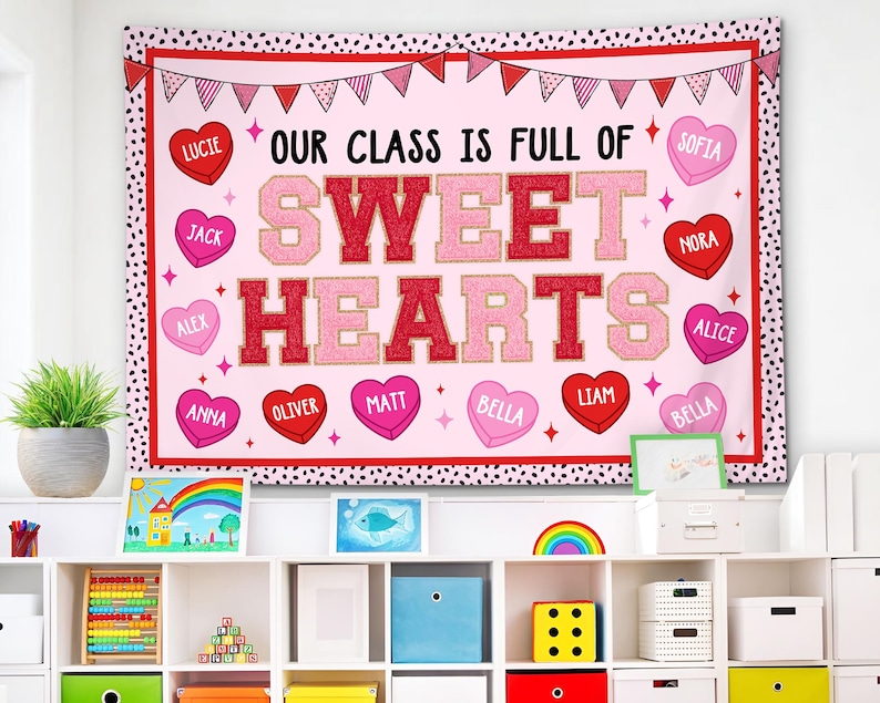 Valentine's Day Bulletin Board, Teacher Sweet Heart Tapestry, Class ...