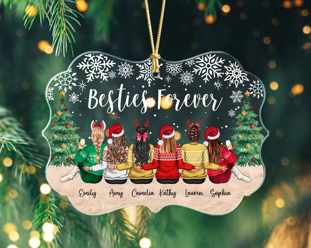 Personalized Besties Forever Christmas Ornament, Custom Besties ...