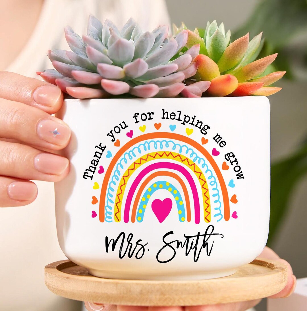 Thank You for Helping Me Grow Teacher Gift, Custom Teacher Flower Pot ...