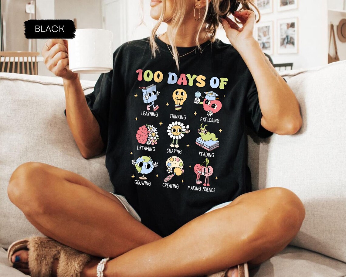 Groovy 100 Days of School Shirt, Retro 100 Days of School Teacher Shirt ...