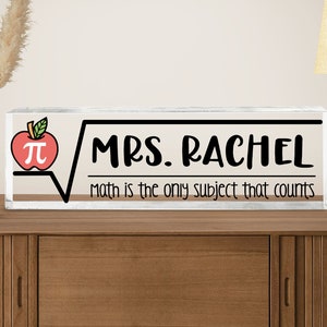 Math Teacher Gift, Math Teacher Name Plate, Personalized Teacher Name ...