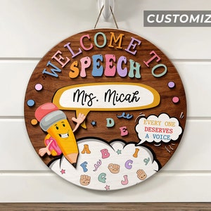 Welcome to Speech Door Sign, Speech Therapy Sign, Speech Language ...