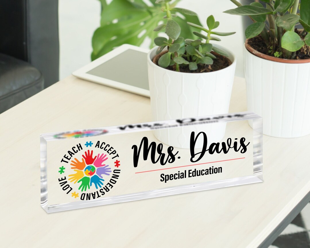 SPED Teacher Gifts, Teacher Desk Name Plate Plaque, Autism Teacher Sign ...