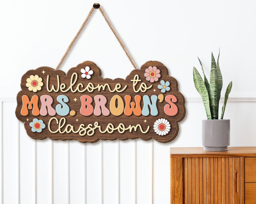 Custom Teacher Door Sign, Teacher 3D Door Hanger, Classroom Welcome ...