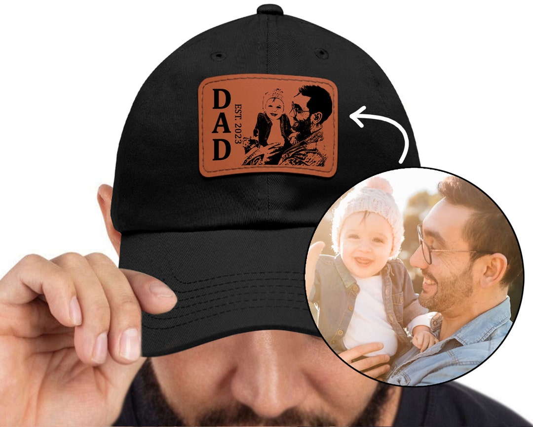 Custom Photo Hats for Dad, Leather Patch Hat, Fathers Day Gift, Dad ...