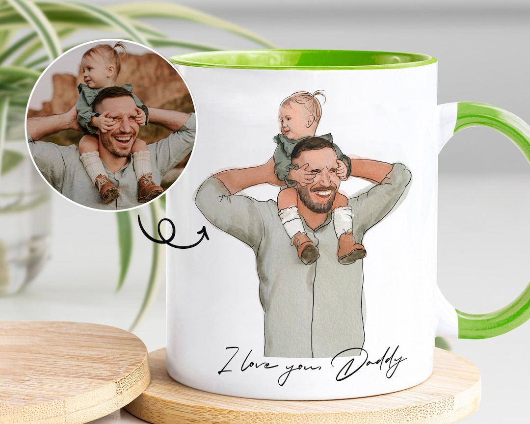 Custom Family Portrait Mug, Father Day Mug, Gift for Dad, Dad Birthday ...