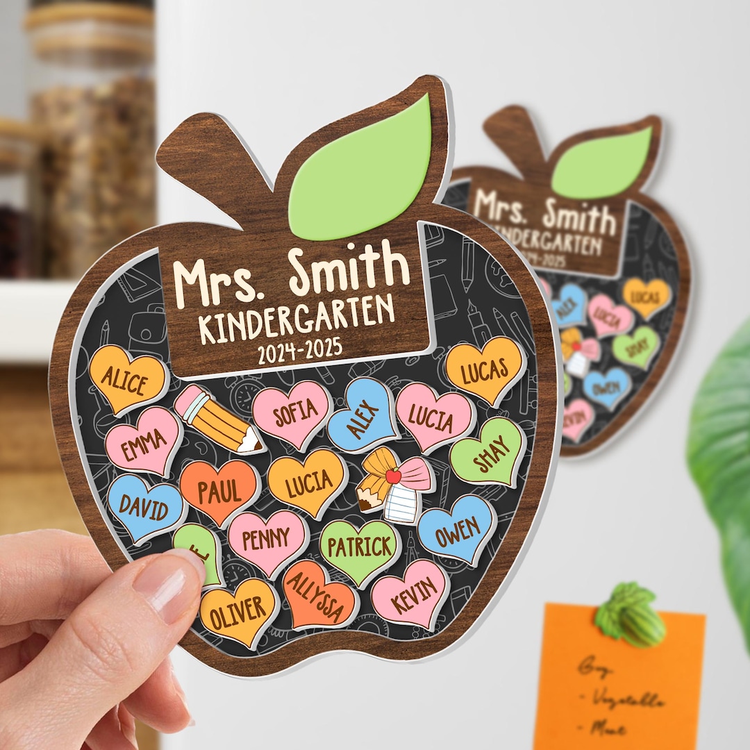 Personalized Teacher Apple Magnet, Teacher Appreciation Gift, Teacher ...