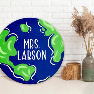 Personalized Teacher Gift Door Sign, Geography Classroom Welcome Sign ...