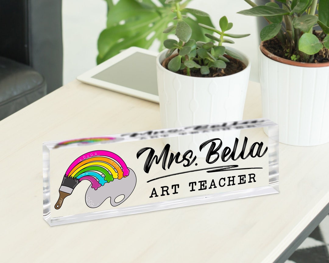 Art Teacher Gifts, Personalized Teacher Desk Name Plate, Name Plate for ...