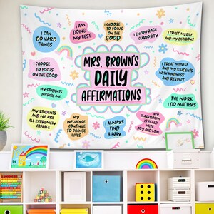 Daily Affirmations Classroom Tapestry, Personalized Teacher Name ...