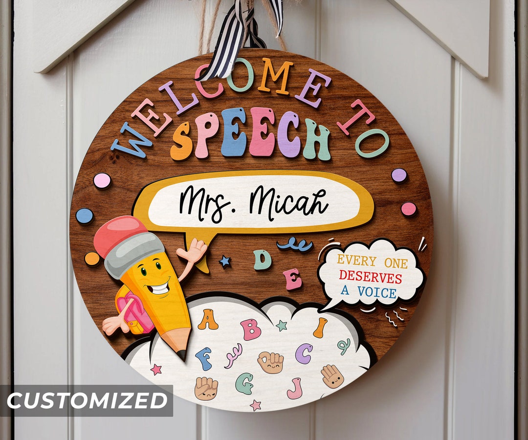Welcome to Speech Door Sign, Speech Therapy Sign, Speech Language ...
