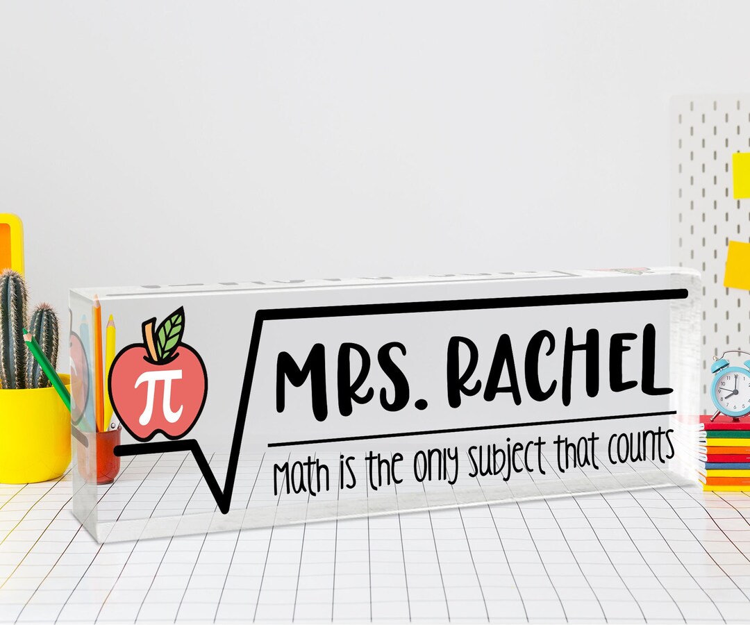 Math Teacher Gift, Math Teacher Name Plate, Personalized Teacher Name ...
