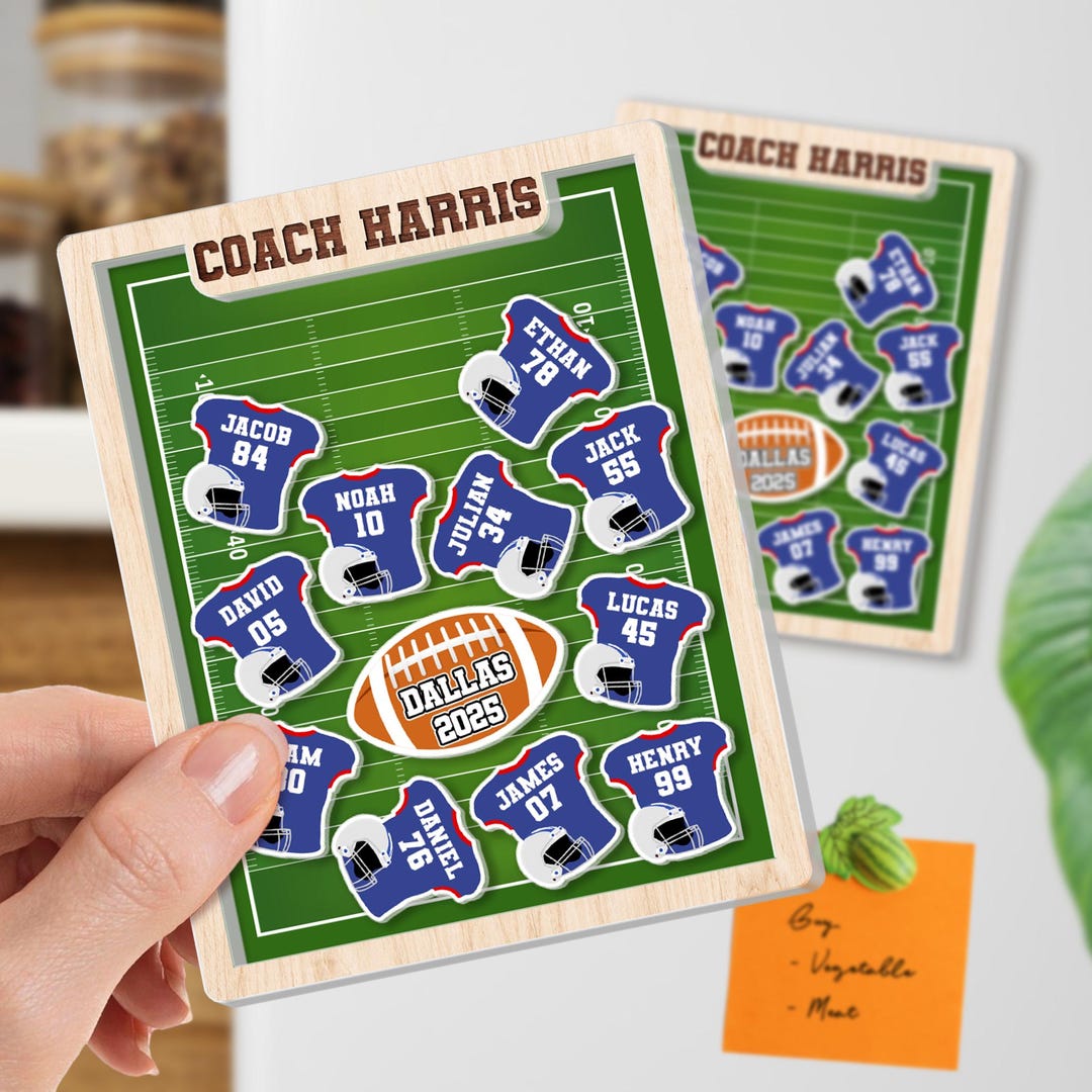 Personalized Coach Football Magnet, Custom Members Football Shaker ...