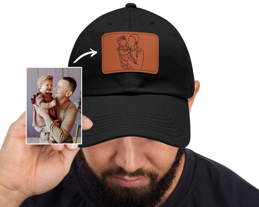 Custom Outline Portrait From Photo, Dad Hat, Father Day Gift, Trucker ...