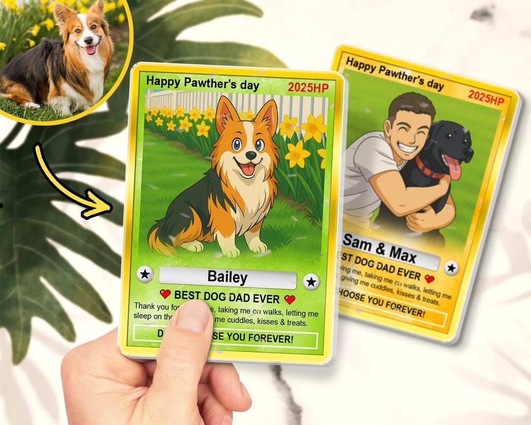 Personalized Father's Day Pokemon Card, Dog Dad Pokemon Card Gift ...