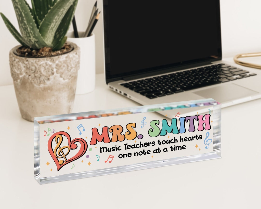 Custom Music Teacher Name Plate, Teacher Gift, Personalized Desk Sign ...