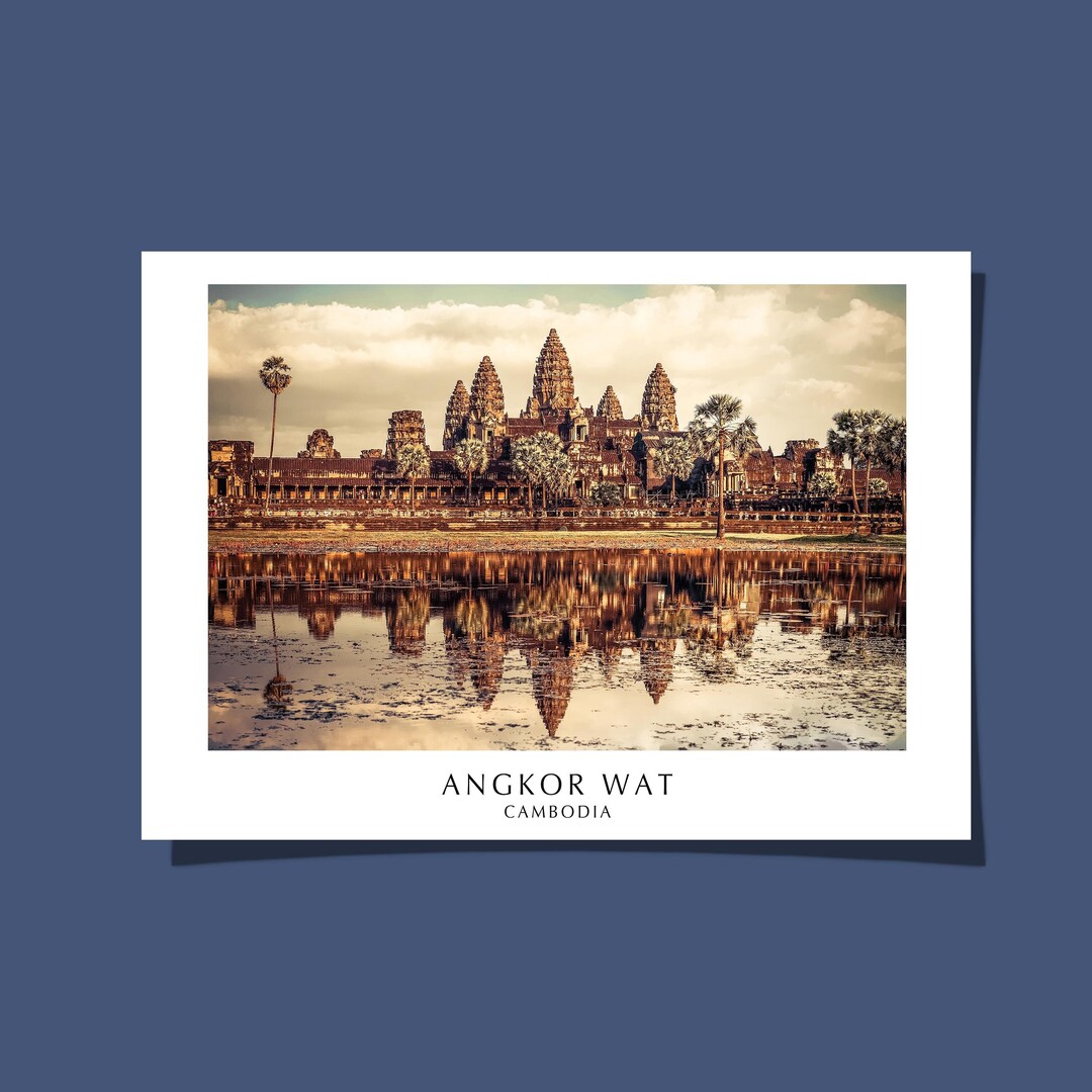 Angkor Wat Poster/postcard Temple Cambodia Ancient Architecture Giclée ...