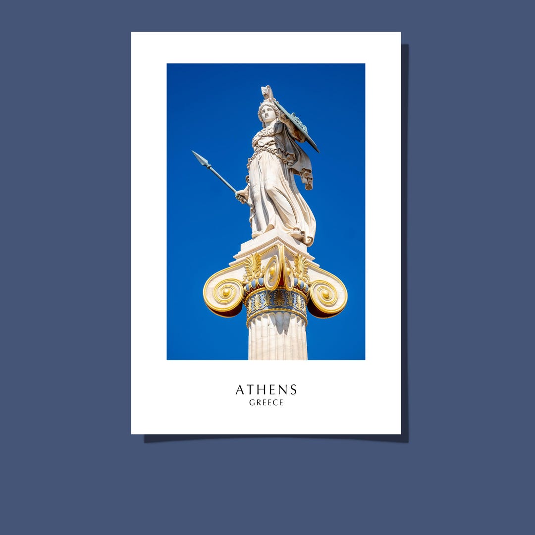 Athena Statue Poster/postcard Academy Athens Neoclassical Temple Column ...