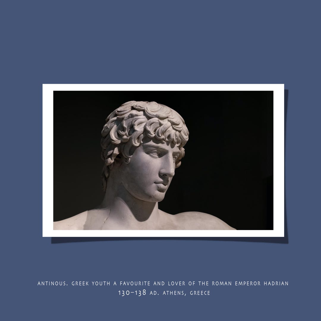 Ancient Greek Portrait Poster/postcard Antinous Marble Statue 130/138 ...