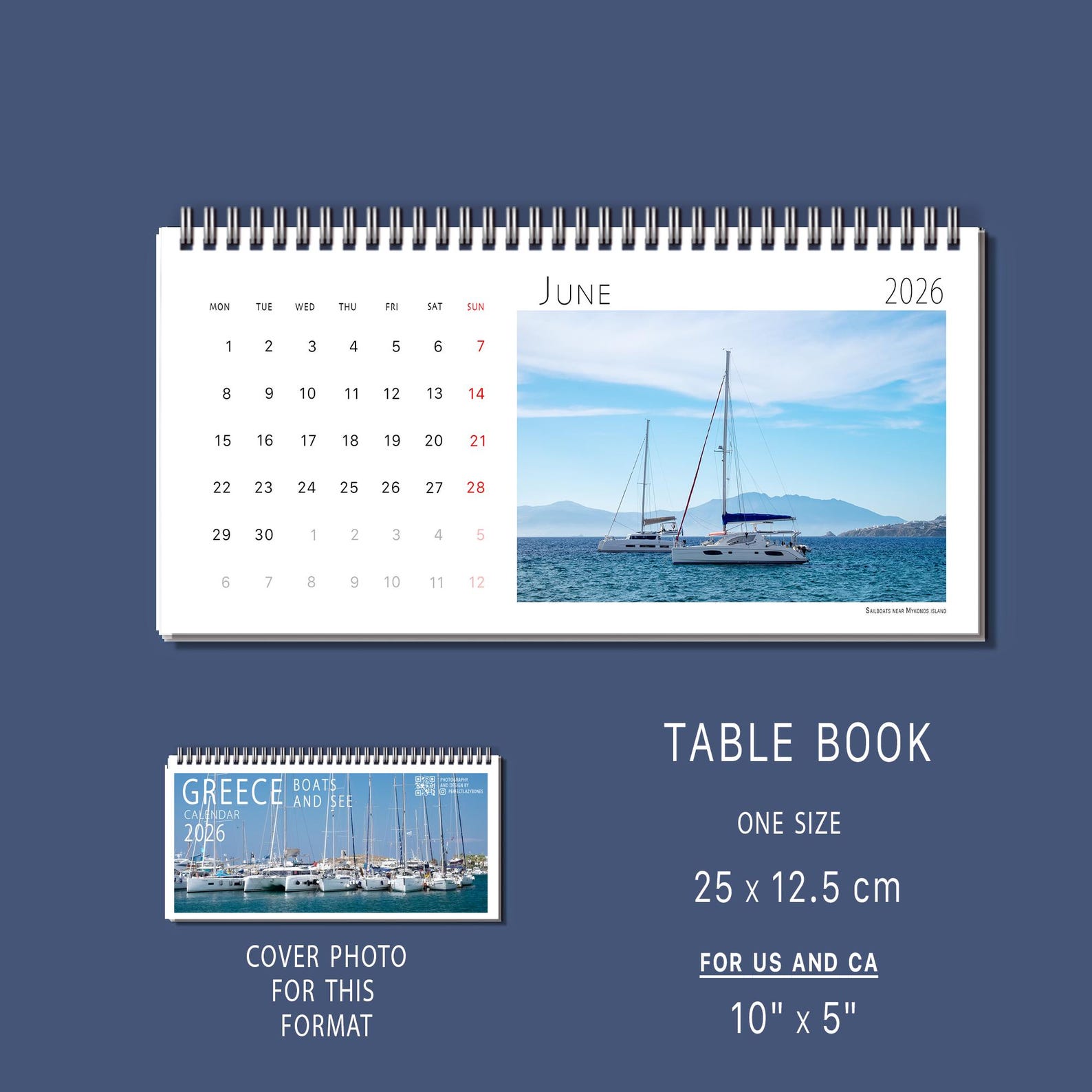 Greek Boats and See 2026 Calendar Greece Island Table Book Wall A4 A3 ...