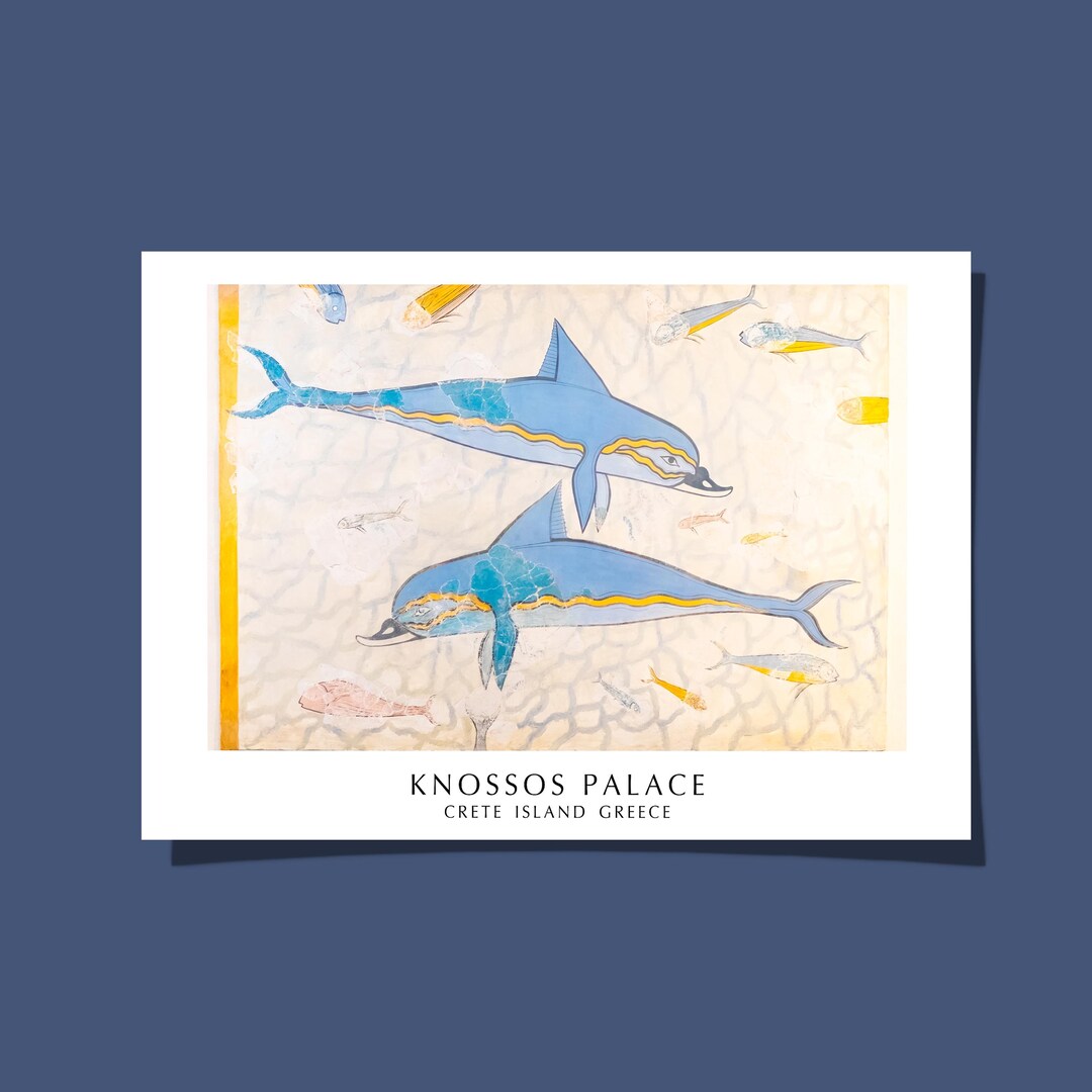 Dolphin Minoan Fresco Poster Postcard Marine Scene Knossos Palace ...
