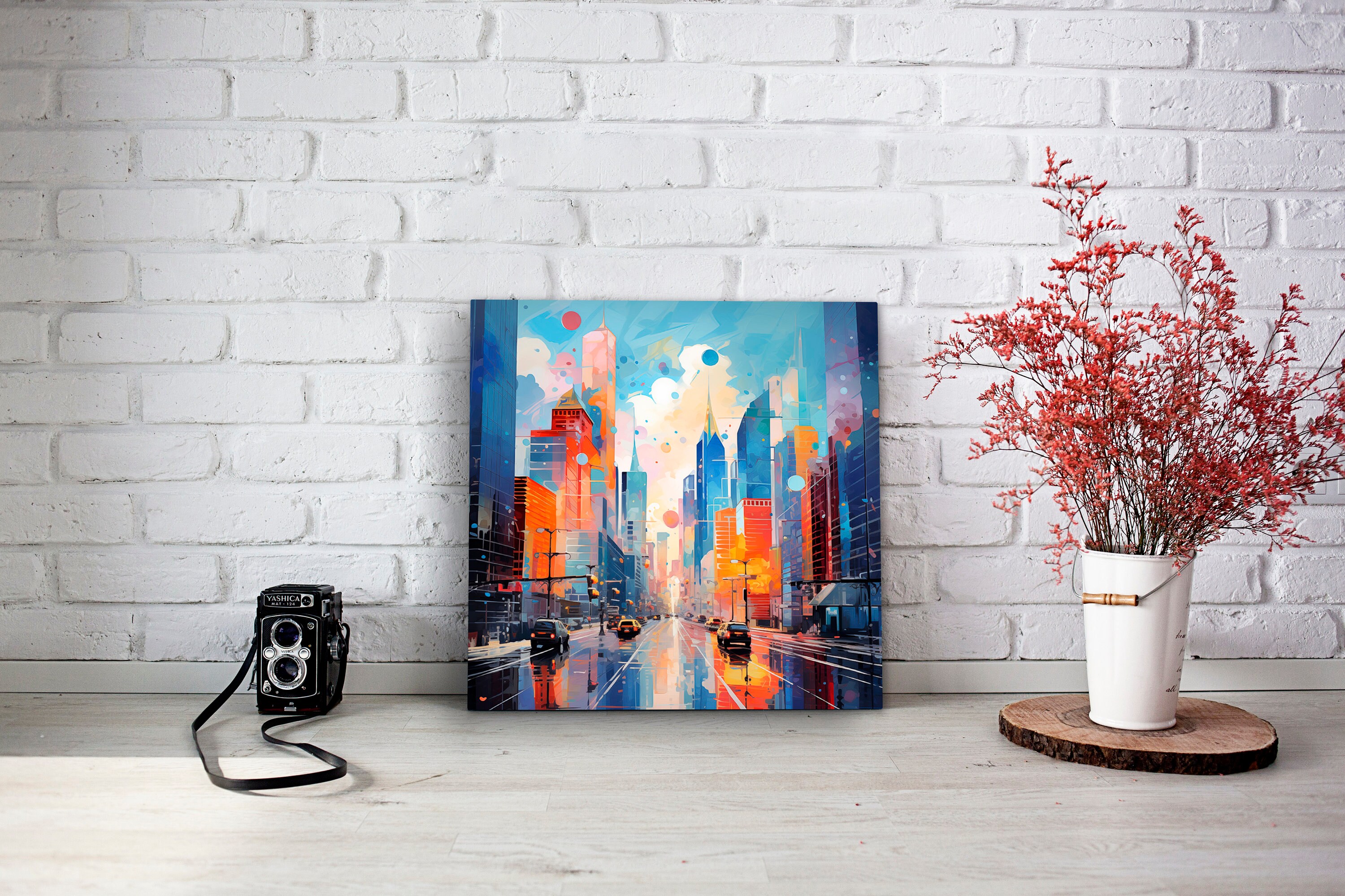 Rain in Big City PRINT on CANVAS Urban Abstract Acrylic Painting ...