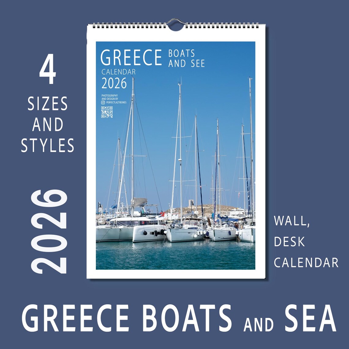 Greek Boats and See 2026 Calendar Greece Island Table Book Wall A4 A3 ...