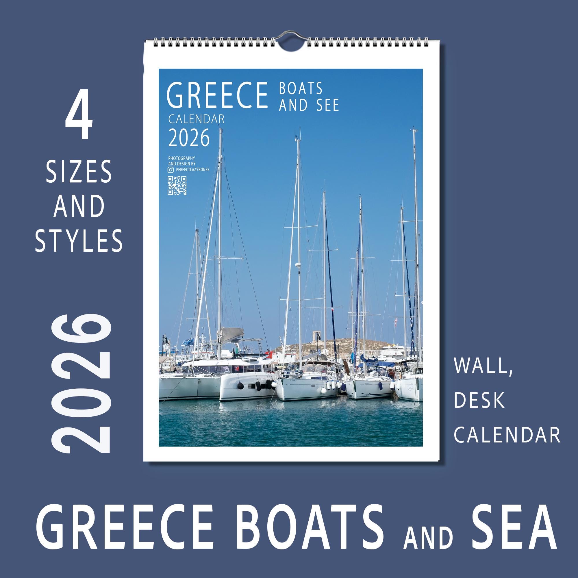 Greek Boats and See 2026 Calendar Greece Island Table Book Wall A4 A3 ...