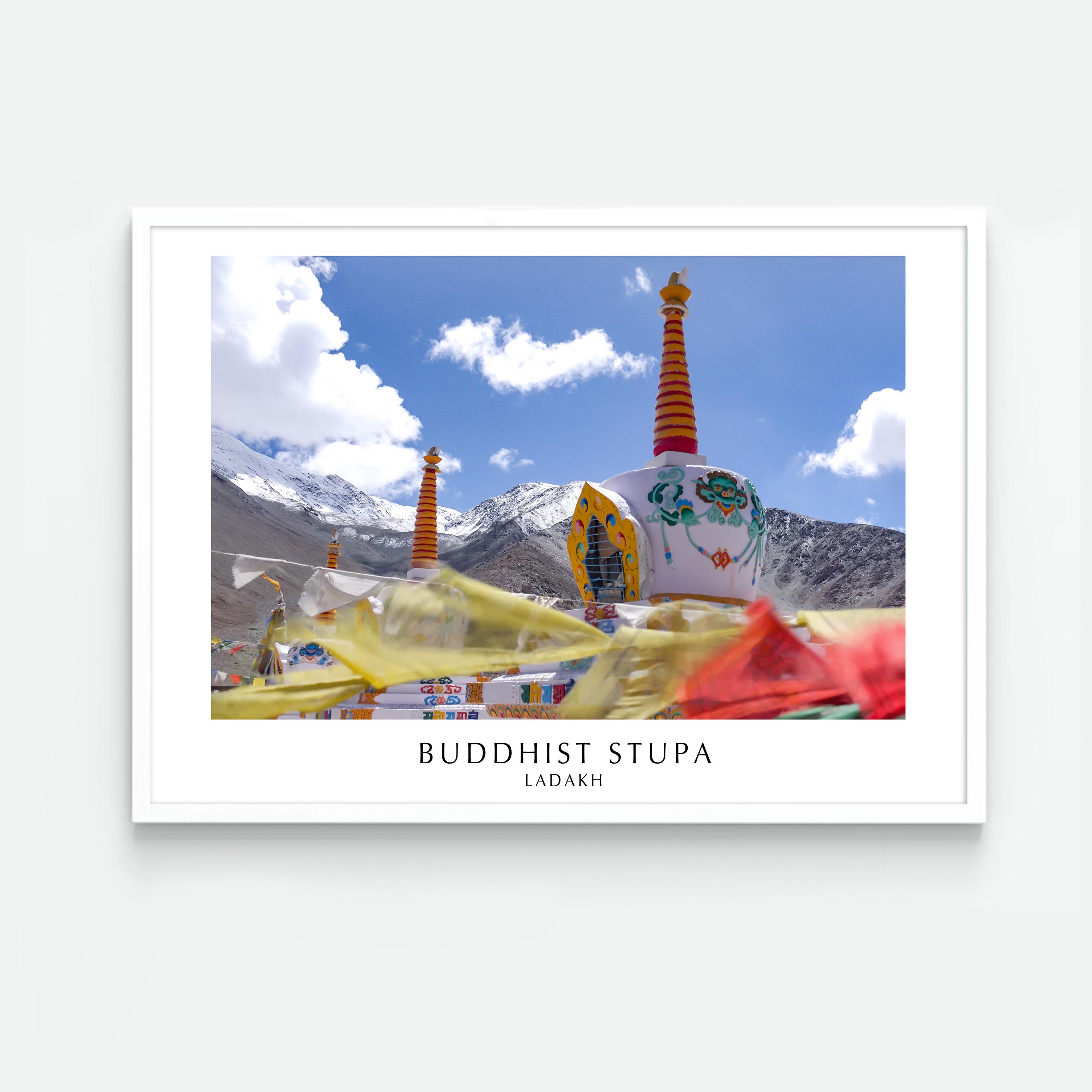 Buddhist Lotus Stupa Poster/postcard Prayer Flag Himalaya Mountains ...