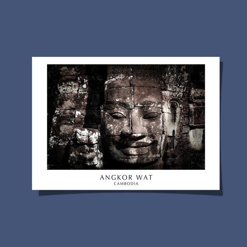 Buddha of Angkor Wat Poster/postcard Faces at Bayon Temple Cambodia ...