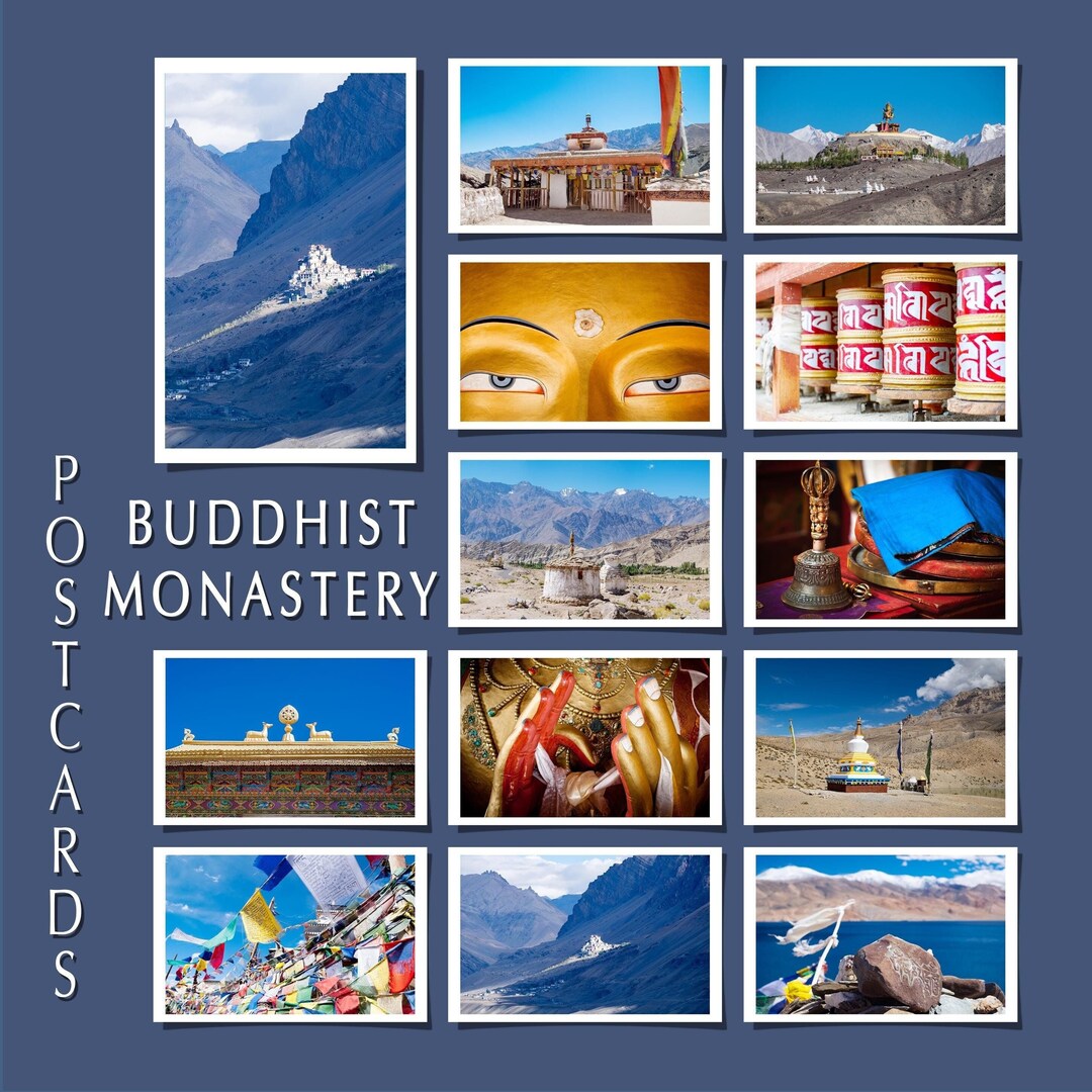 Buddhist Monasteries 12 Fine Art Postcards Set Single Card Himalaya ...