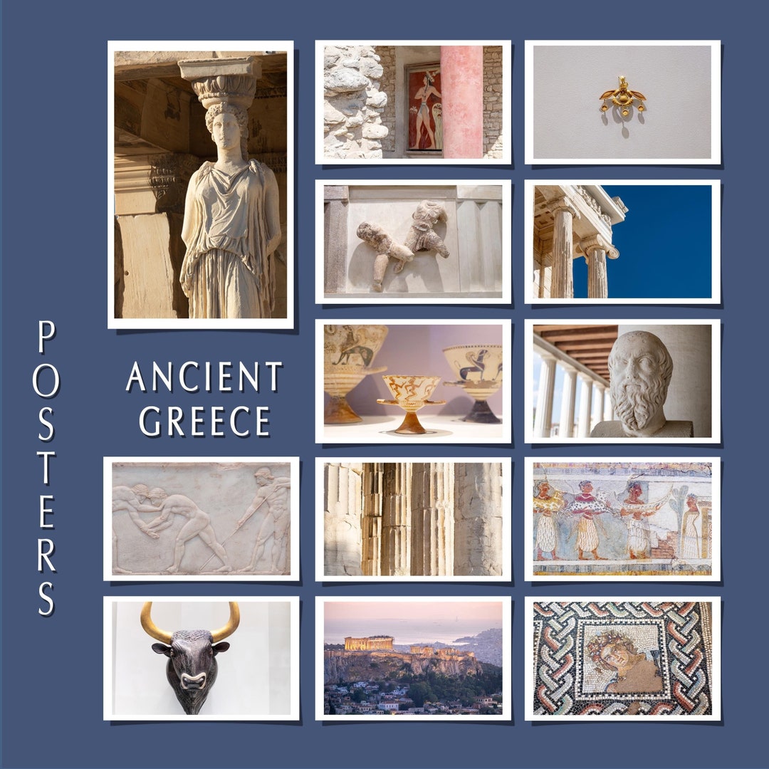ANCIENT GREECE Posters A4 A3 Sizes Marble Temple Antique World Statue ...