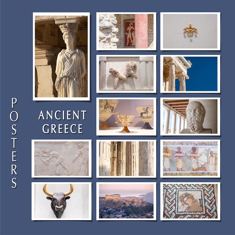 ANCIENT GREECE Posters A4 A3 Sizes Marble Temple Antique World Statue ...