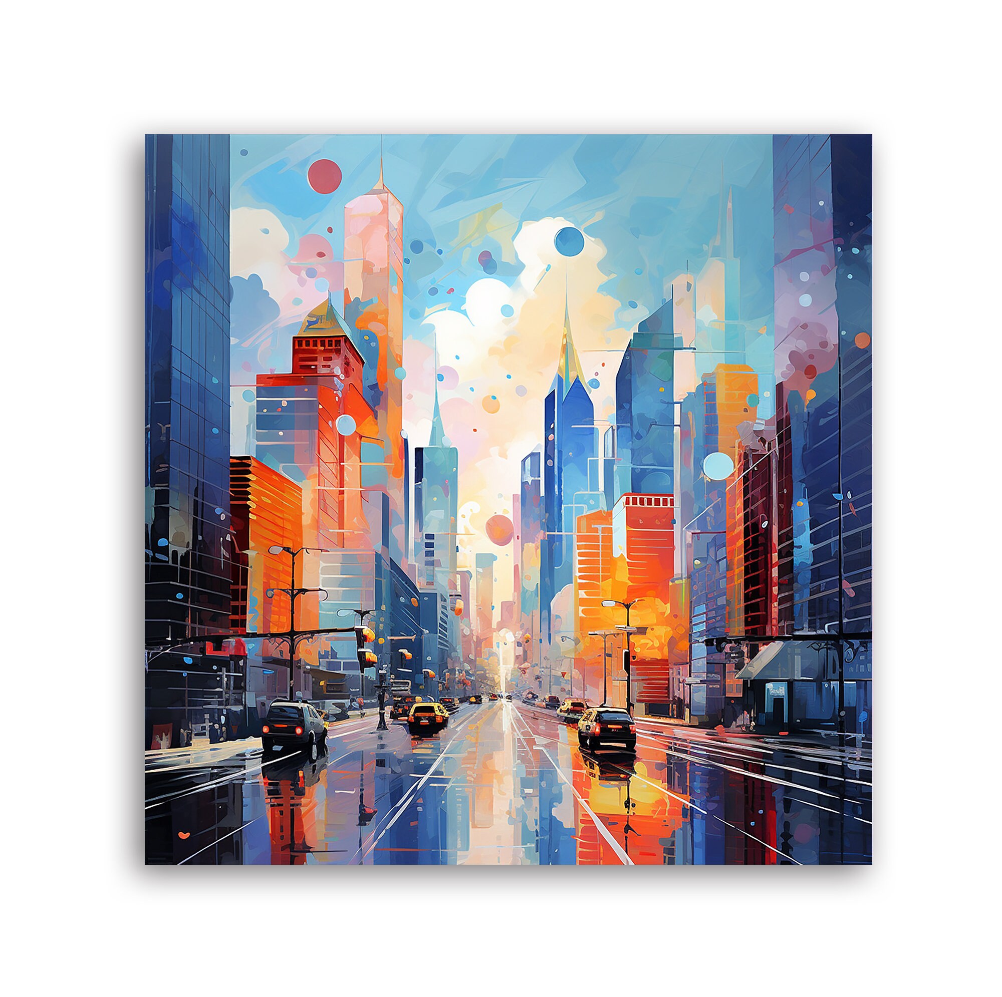 Rain in Big City PRINT on CANVAS Urban Abstract Acrylic Painting ...