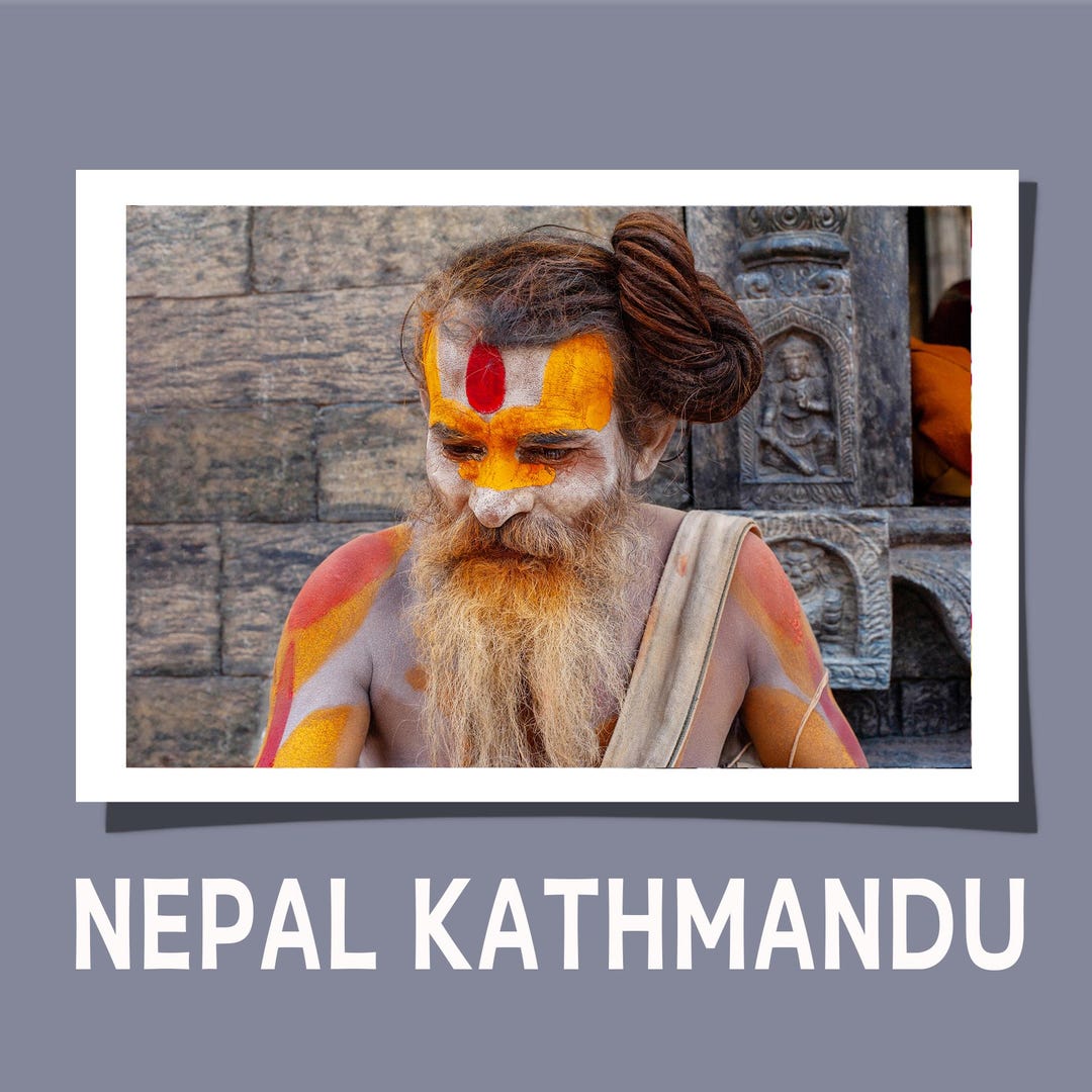 Sadhu Nepal Poster/postcard Pashupatinath Hindu Temple Kathmandu Holy ...