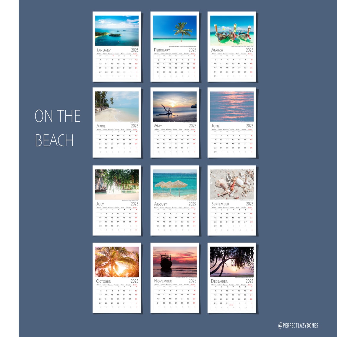 Beaches Oceans Landscapes 2025 Vertical Wall Photo Calendar A3 A4 ...