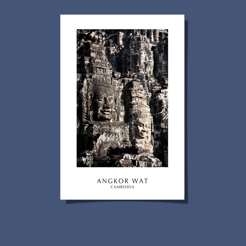 Buddha of Angkor Wat Poster/postcard Faces at Bayon Temple Cambodia ...