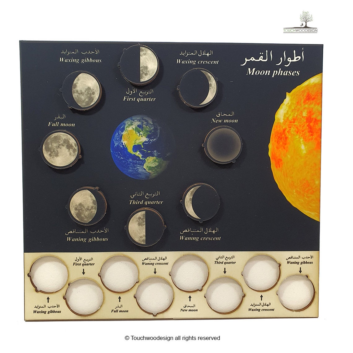 Arabic Moon Phases Educational Wooden Puzzle Montessori Toys | Etsy