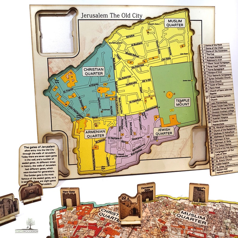 Old City Jerusalem Map Puzzle: Montessori Wooden Educational Toy - Etsy