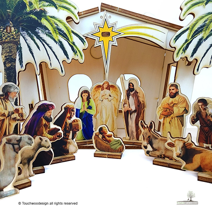 Nativity Set 16 Items Colored 3D Wooden Nativity Puzzles - Etsy